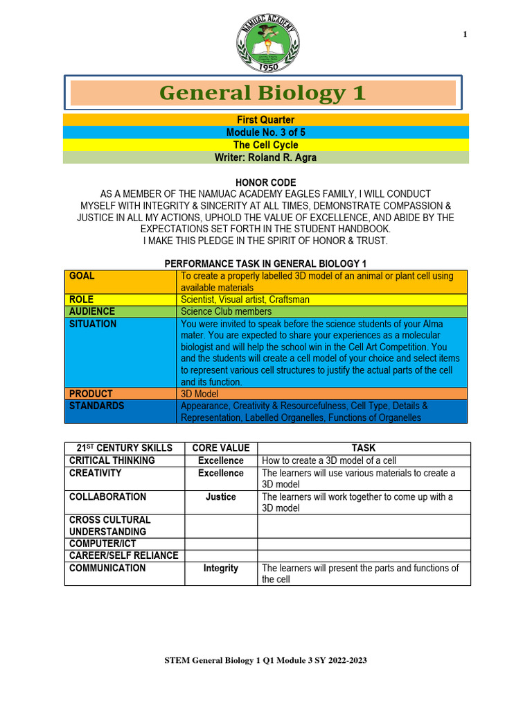 STEM Gen Bio 1 Q1 M3 | PDF | Meiosis | Mitosis