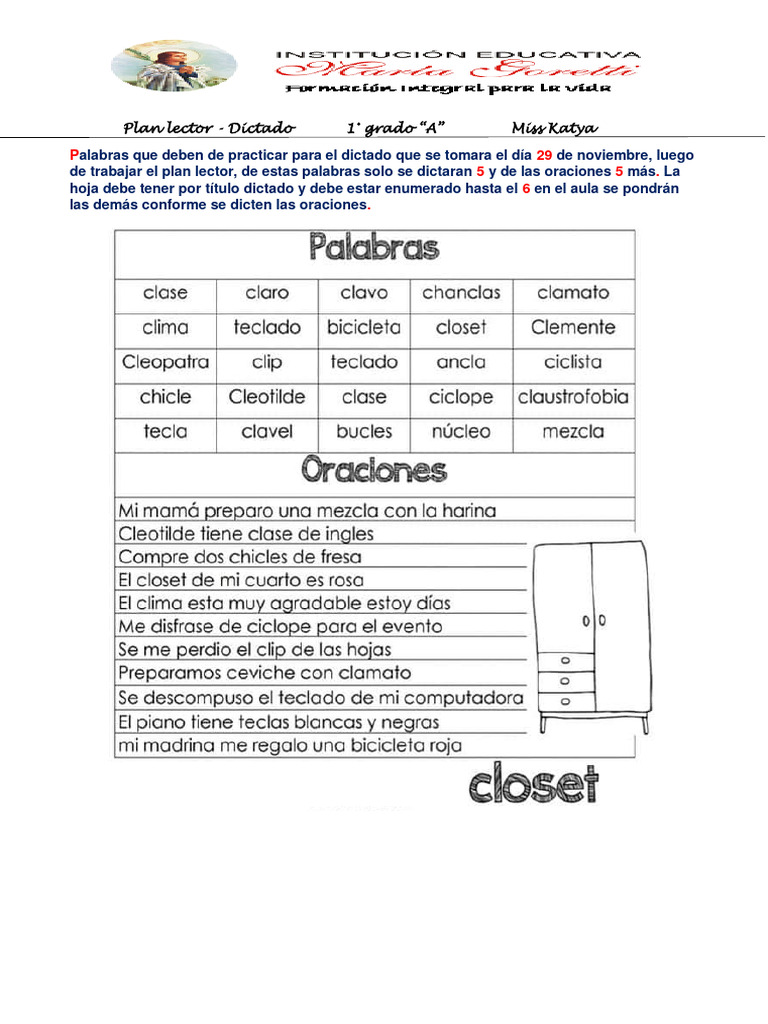 Sem 34 El Gato Detective - Dictado Trabada CL | PDF