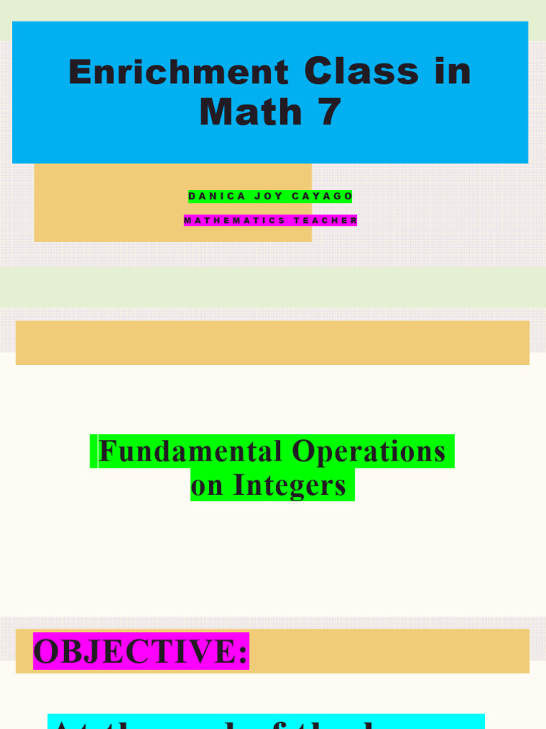 Fundamental Operations of Integers | PDF | Division (Mathematics ...