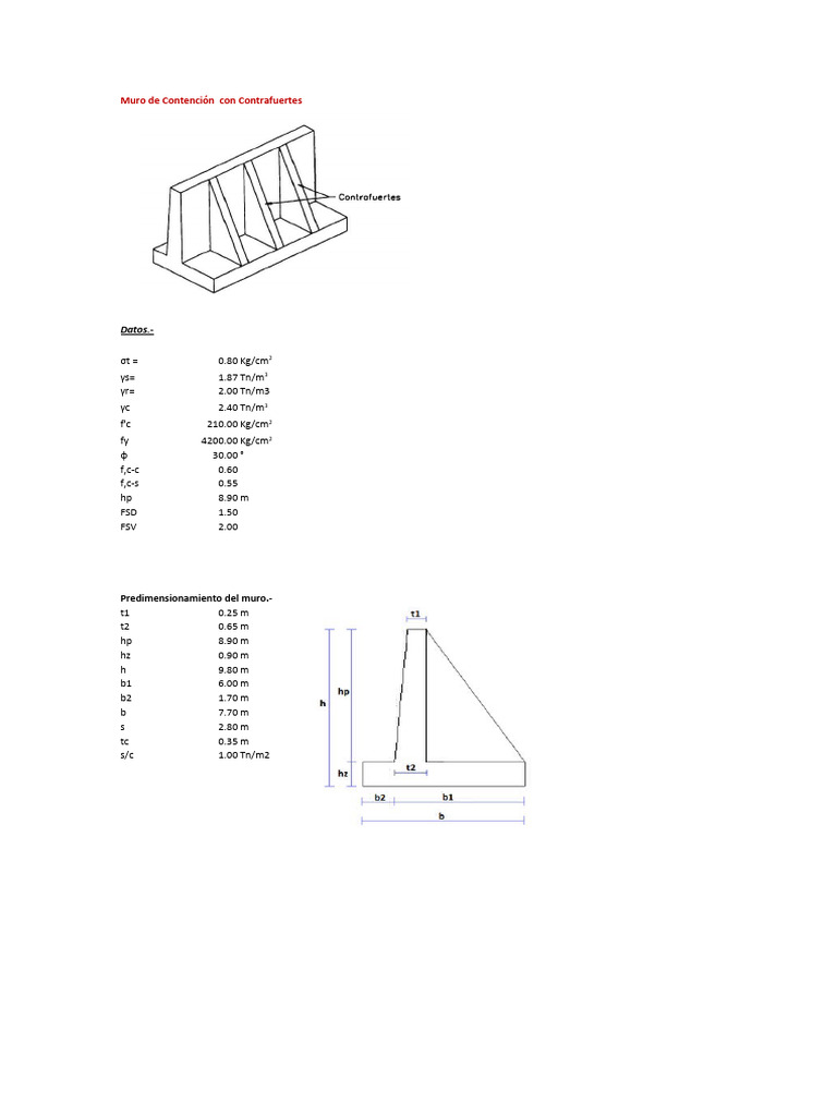 Muro de Contencion Contrafuerte | PDF | Elementos arquitectónicos