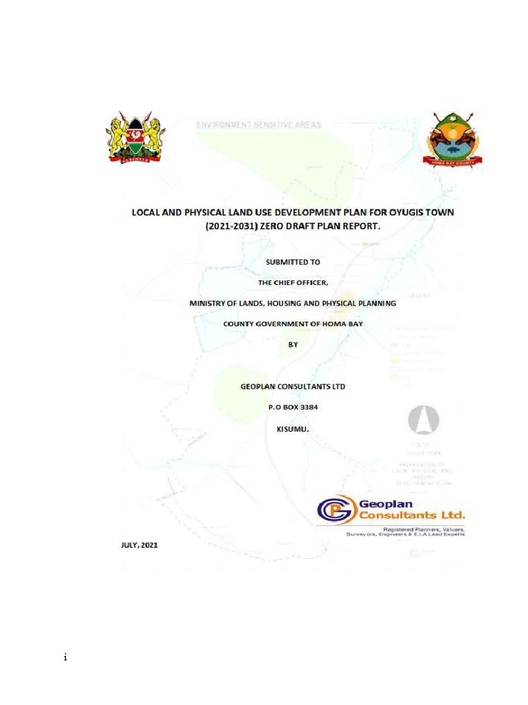 Oyugis Town Development Plan 2021-2031 | PDF | Infrastructure | Waste ...