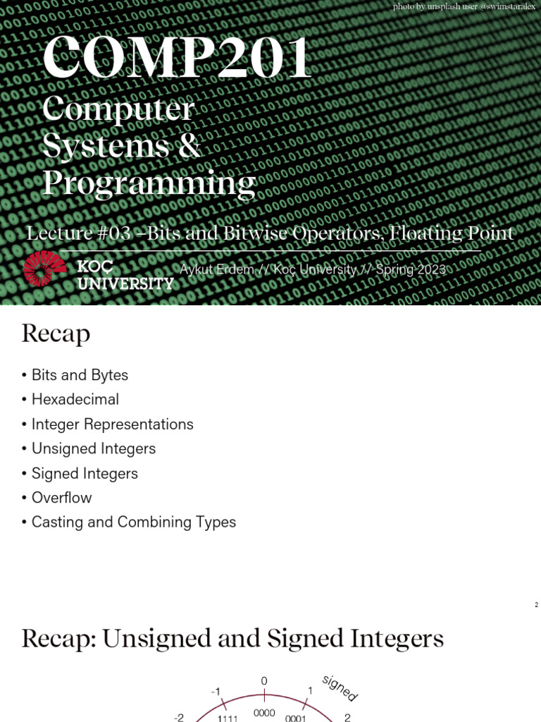 Lect3 Bitwise Operations | PDF | Integer (Computer Science) | Arithmetic