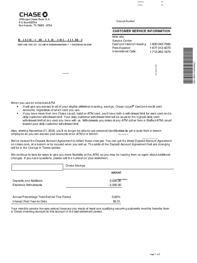 Chase Statement | PDF | Transaction Account | Automated Teller Machine Chase Statement | PDF | Transaction Account | Automated Teller Machine
