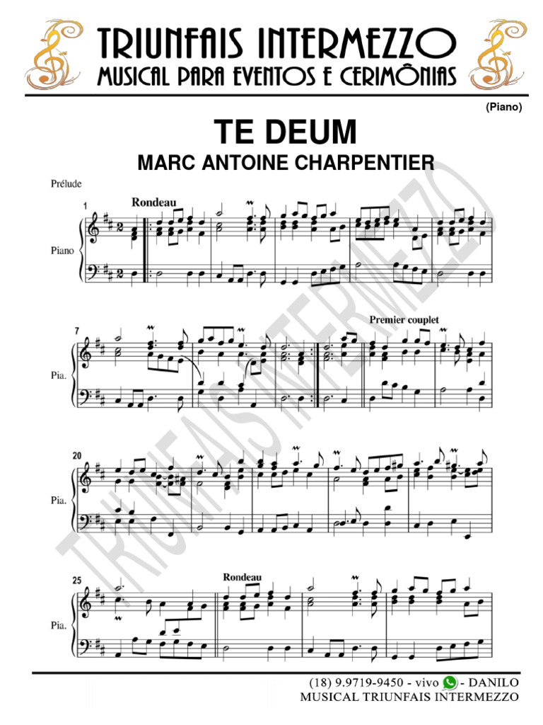 02 - Te Deum - Marc Antoine Charpentier - Piano | PDF