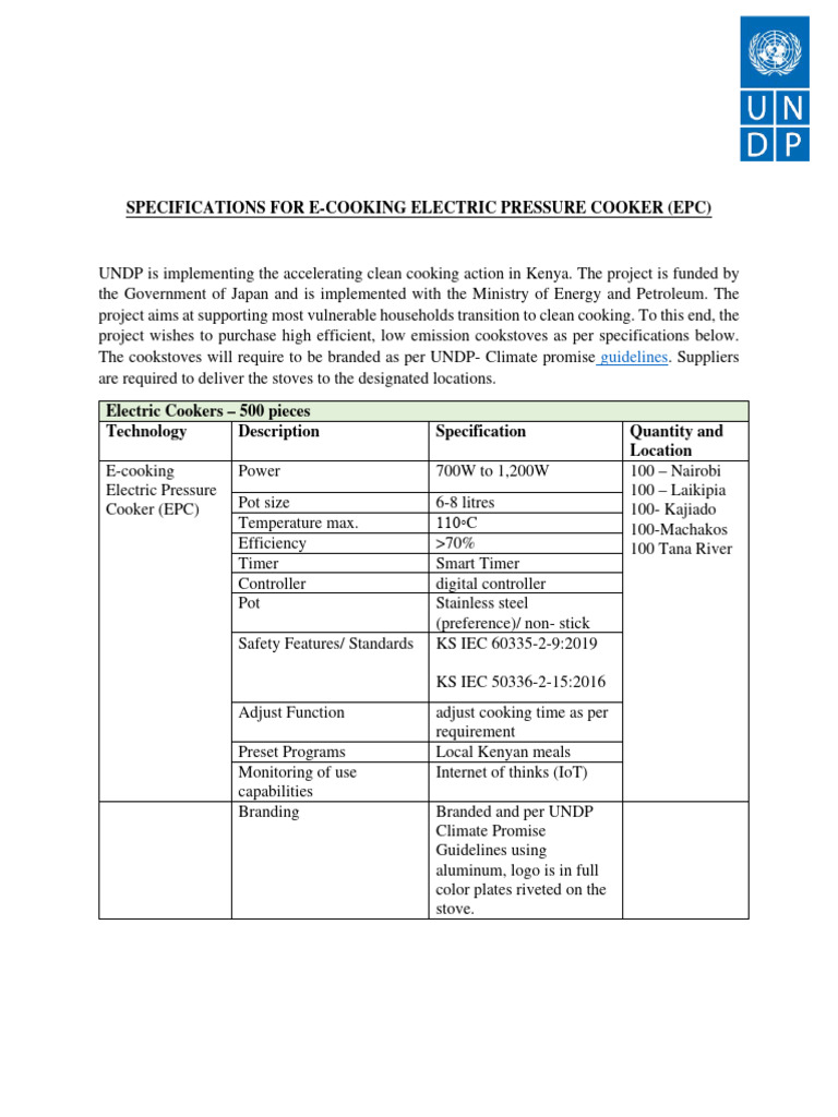 Electric Pressure Cooker Specifications | PDF | Kitchen Stove ...