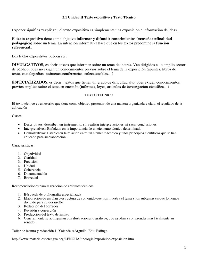 Texto Expositivo y Técnico: Guía Práctica | PDF