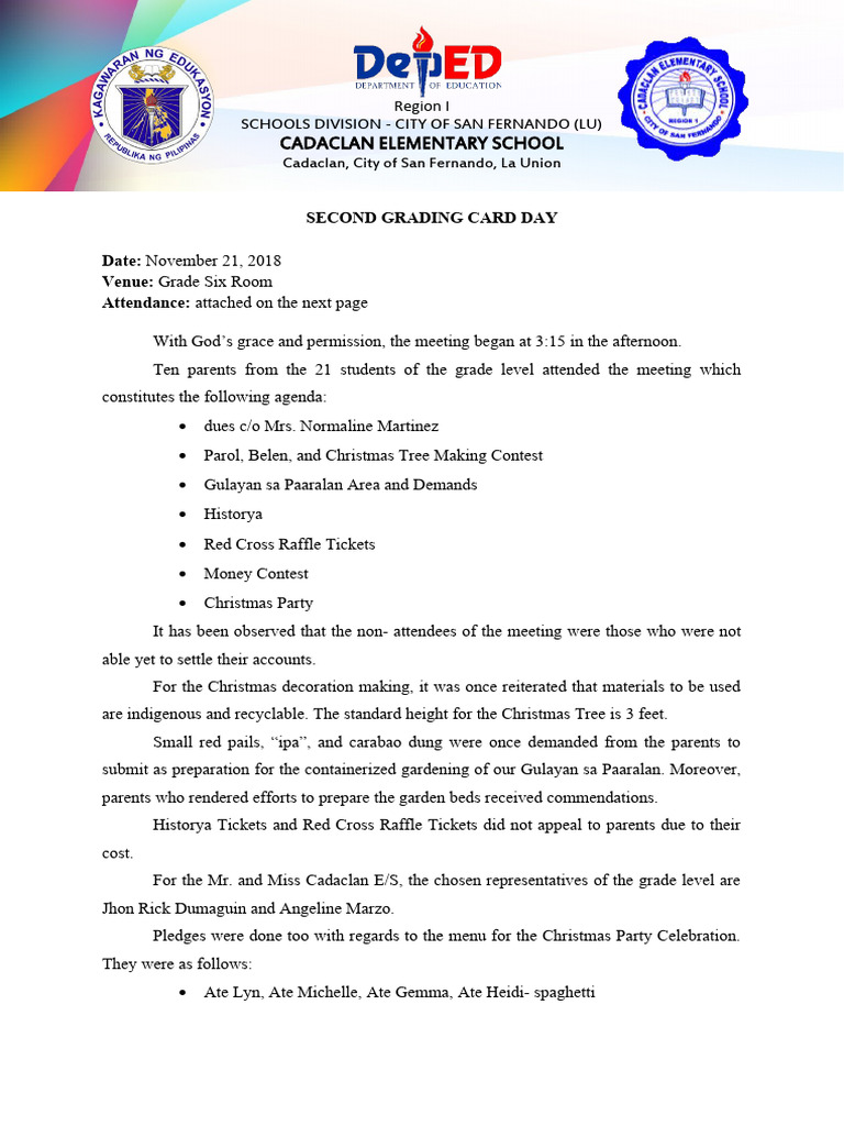 Narrative Report Card Day 2nd Grading | PDF