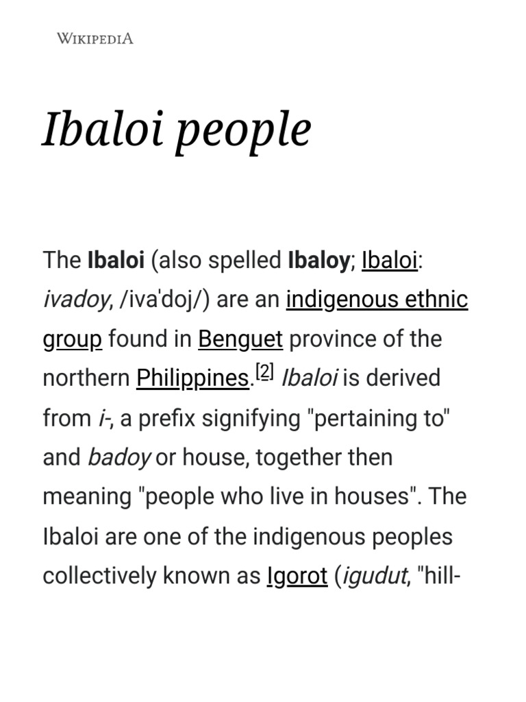 Ibaloi People - Wikipedia | PDF