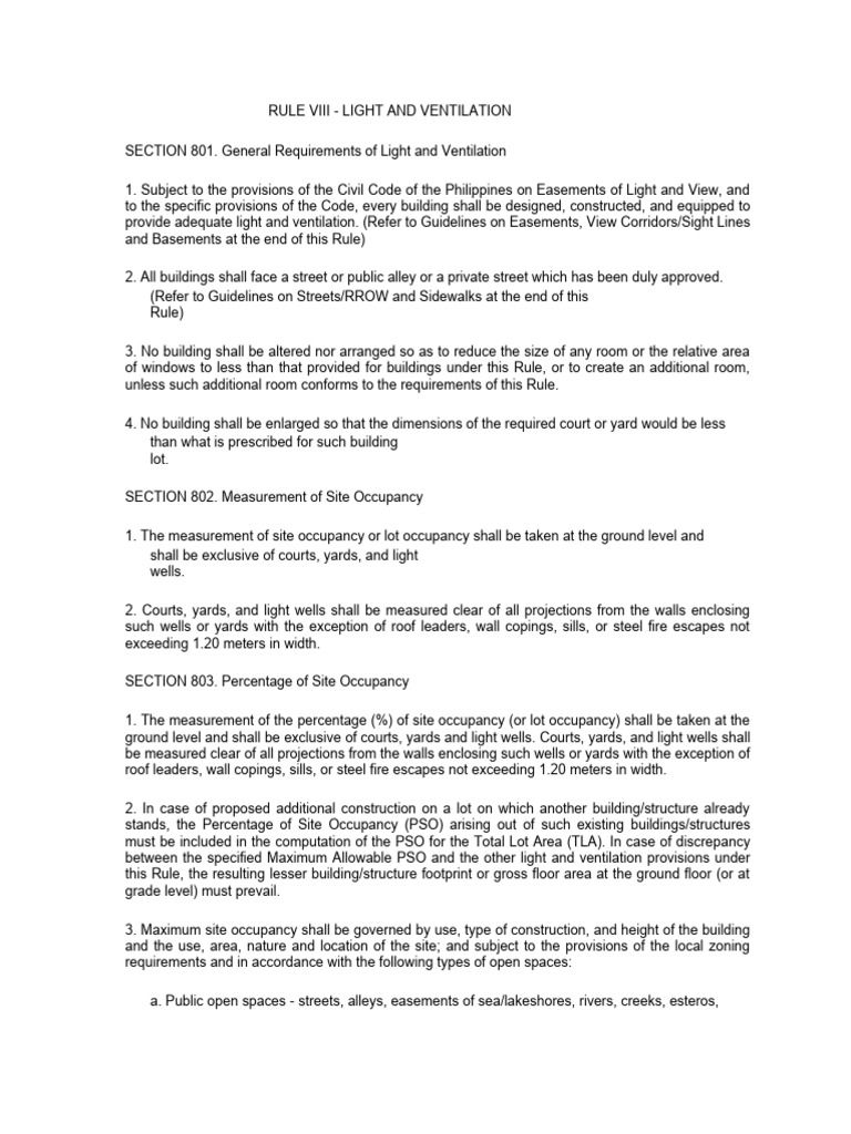 Rule Viii (NBC) | PDF | Window | Easement