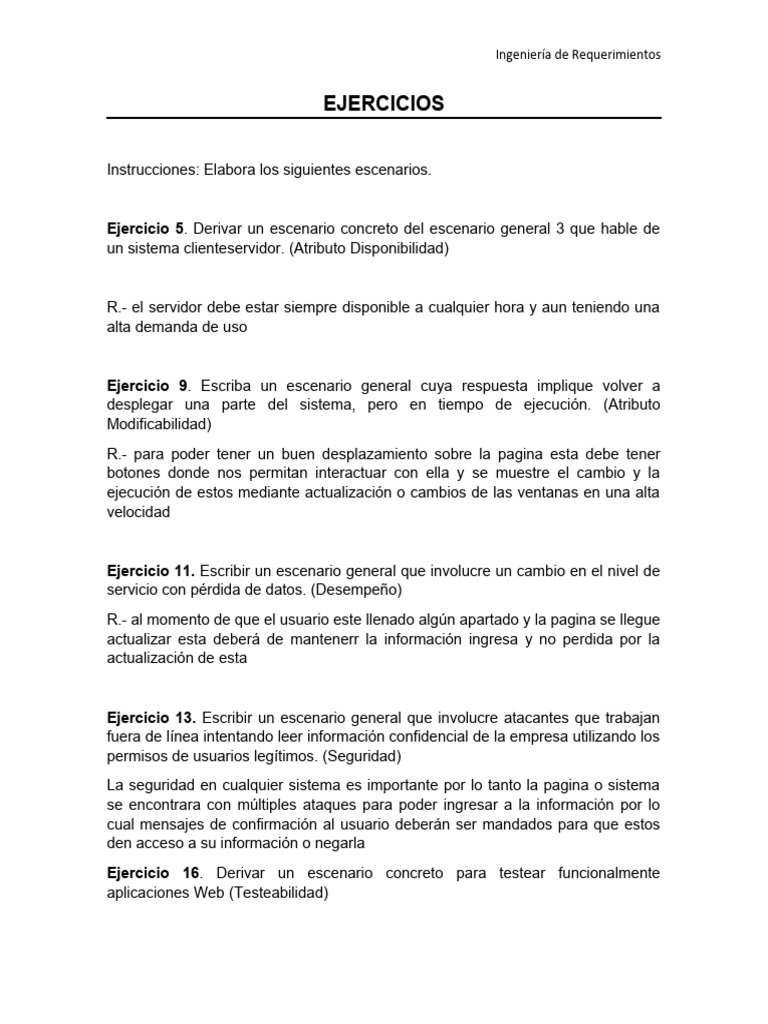 EJERCICIOS_ESCENARIOS | PDF