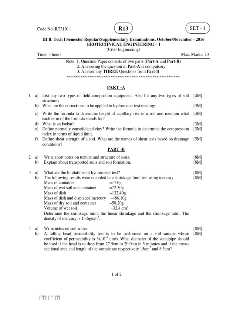 Geotechnical Engineering Exam Paper | PDF | Soil Mechanics | Mechanical ...