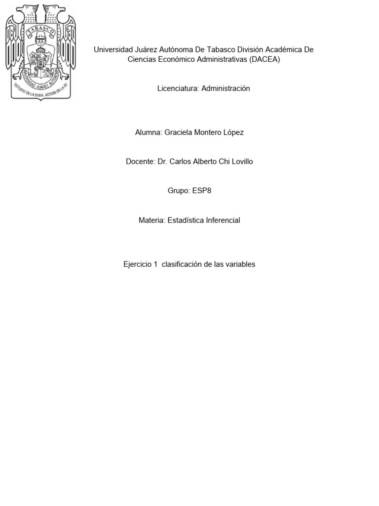 Ejercicio 1 Clasificacion De Las Variables Pdf Investigación