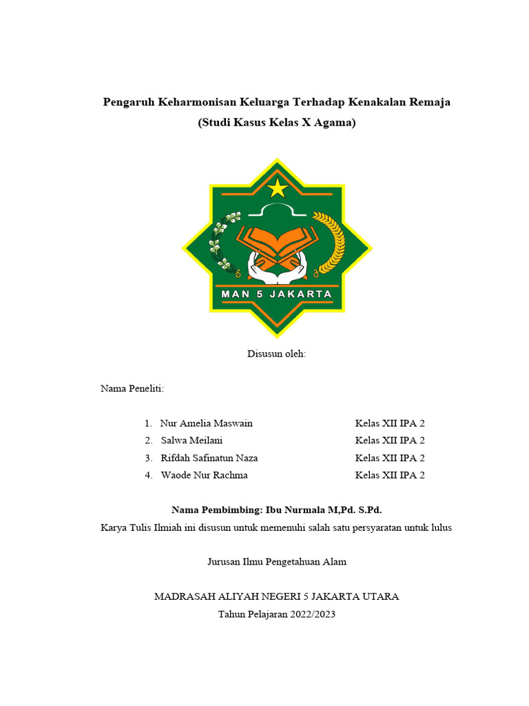 Pengaruh Keharmonisan Keluarga Terhadap Kenakalan Remaja-2 | PDF