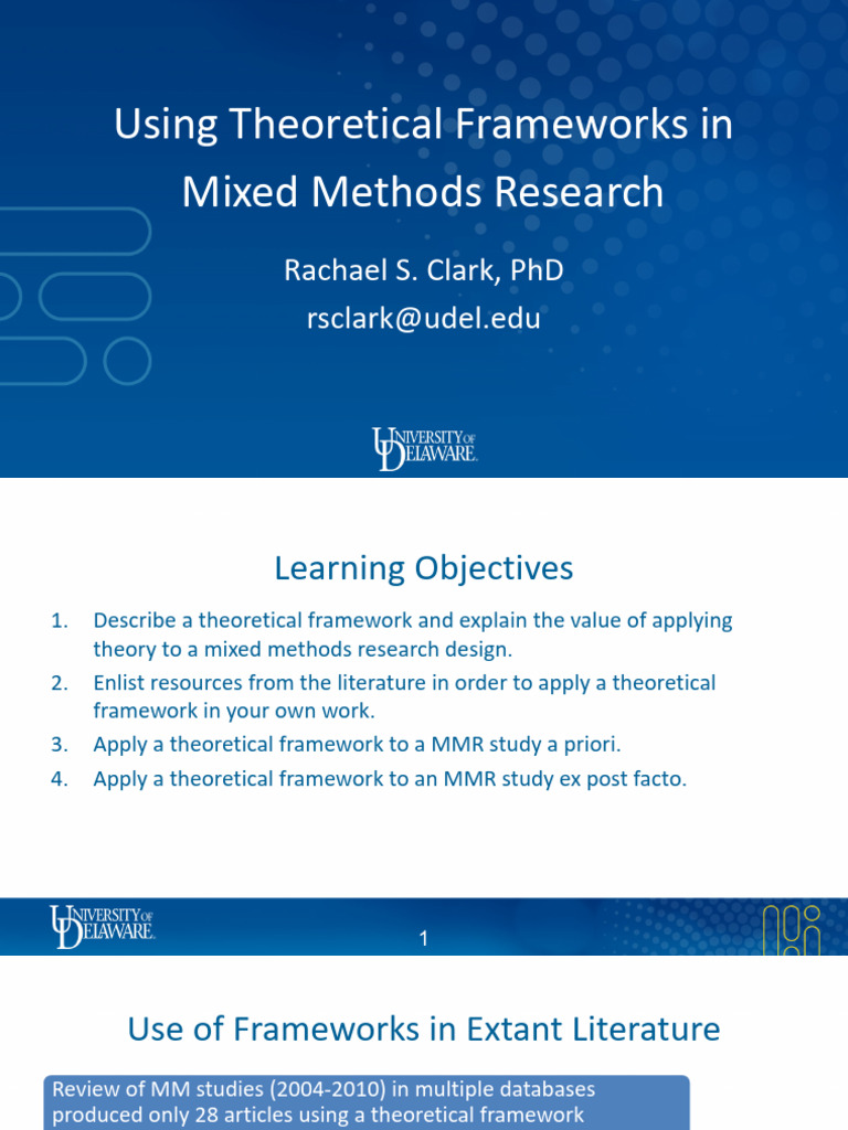 Using Theoretical Frameworks in Mixed Methods Research: Rachael S ...
