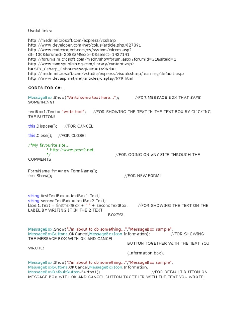 C# Codes | PDF | Software | Computer File