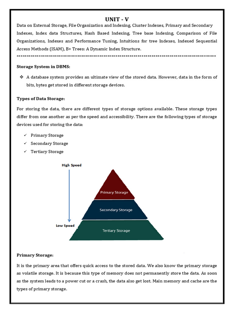 R18 DBMS Unit-V | PDF | Computer Data Storage | Database Index