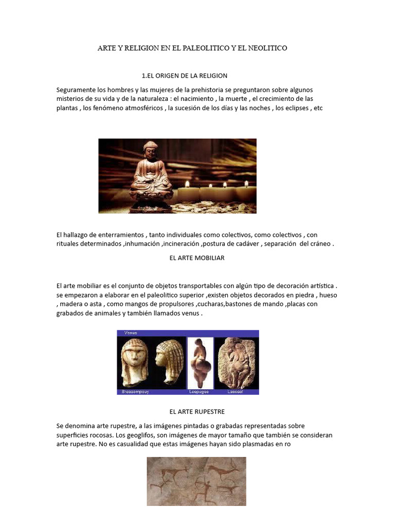 Arte y Religion en El Paleolitico y El Neolitico | PDF | Arqueología