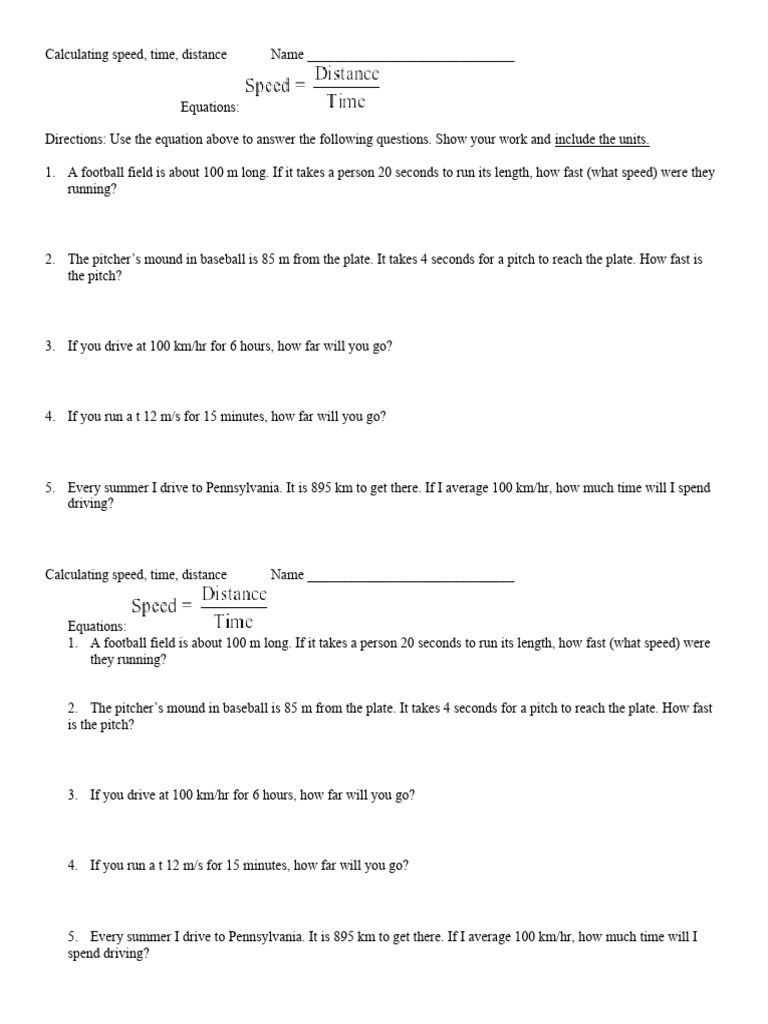 Calculating Speed | PDF