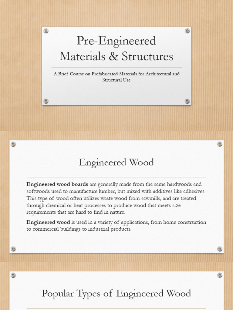 Pre- Engineered Materials and Structures | PDF | Plywood | Wood