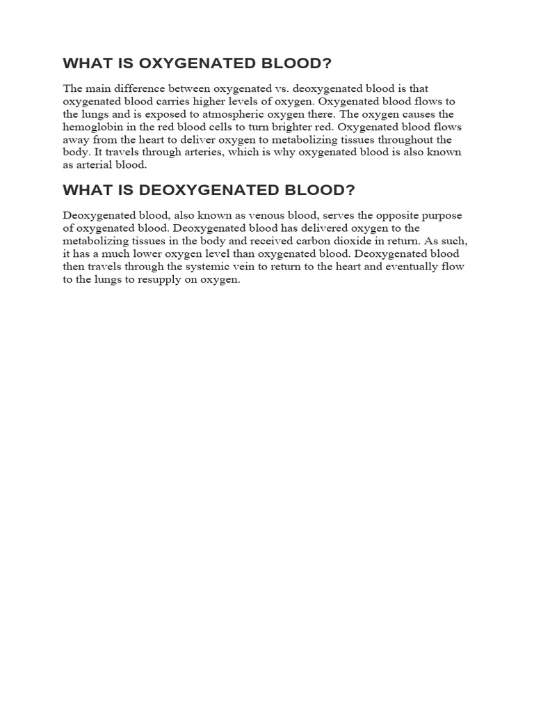 What Is Oxygenated Blood | PDF