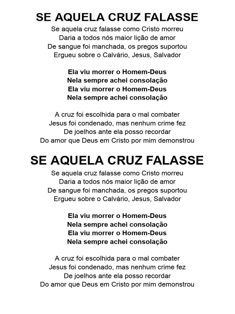 Se Aquela Cruz Falasse: Letra do Hino | PDF | Arte | Poesia