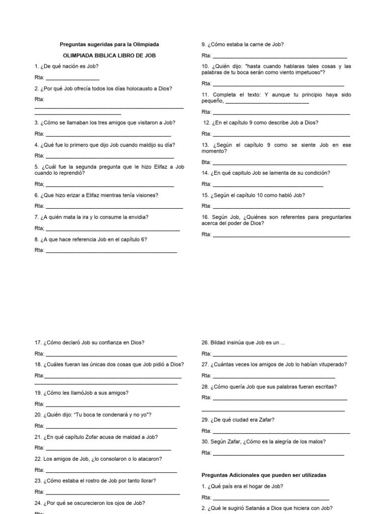 Preguntas JOB | PDF | Libro de trabajo