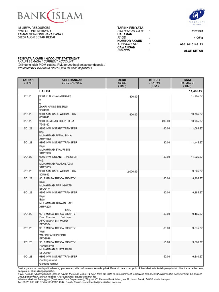 Estatement-202301 20230427045057 | Download Free PDF | Debit Card | Money