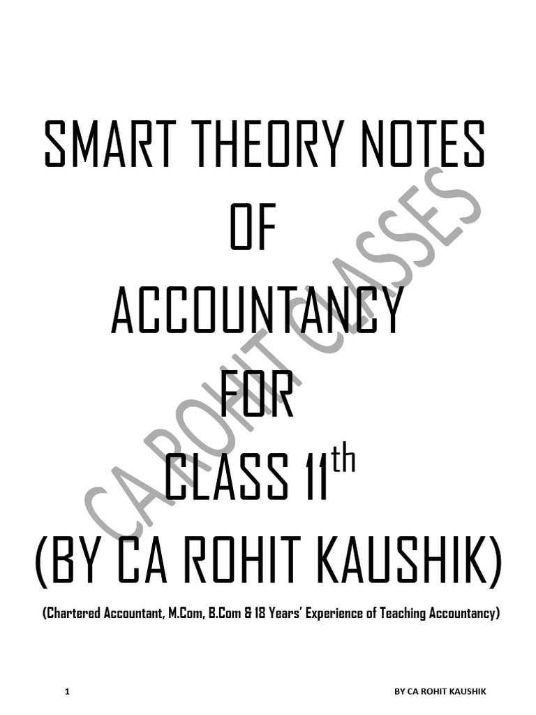 Class 11 Accountancy Theory Notes | PDF | Debits And Credits | Value ...