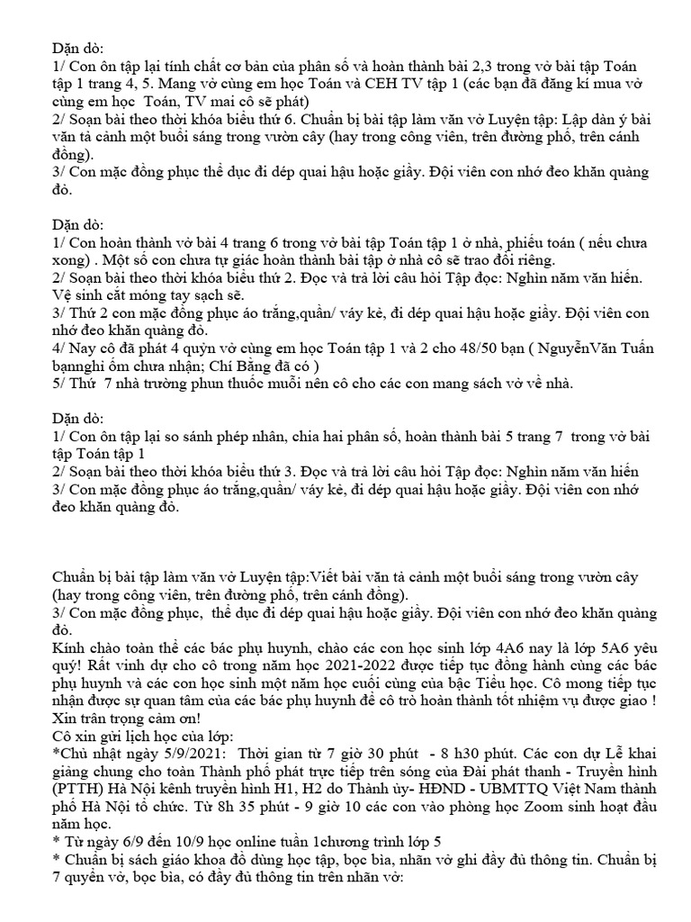 TIN NHẮN GỬI PH - hàng ngày | PDF