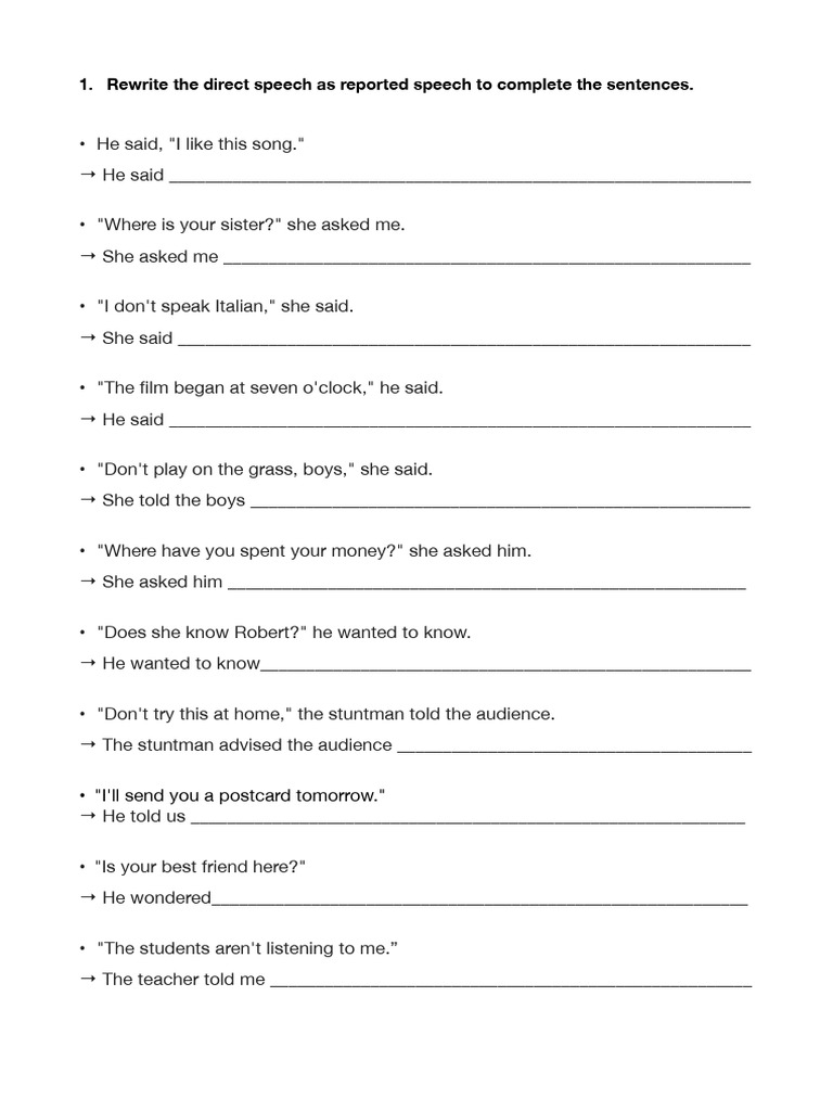 Reported Speech B2 | PDF