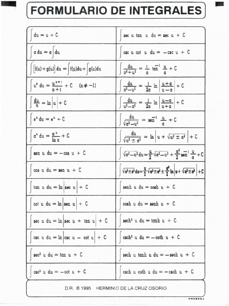 Formulario Integrales | PDF