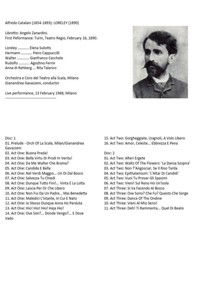 Alfredo Catalani LORELEY | PDF | Italian Music | Compositions