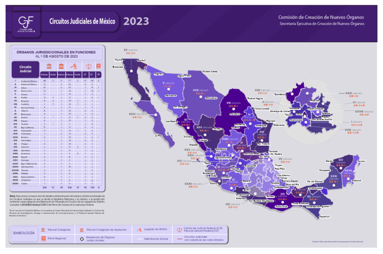 Mapa Circuitos Judiciales 2023 Sin QR | PDF | México | Gobierno