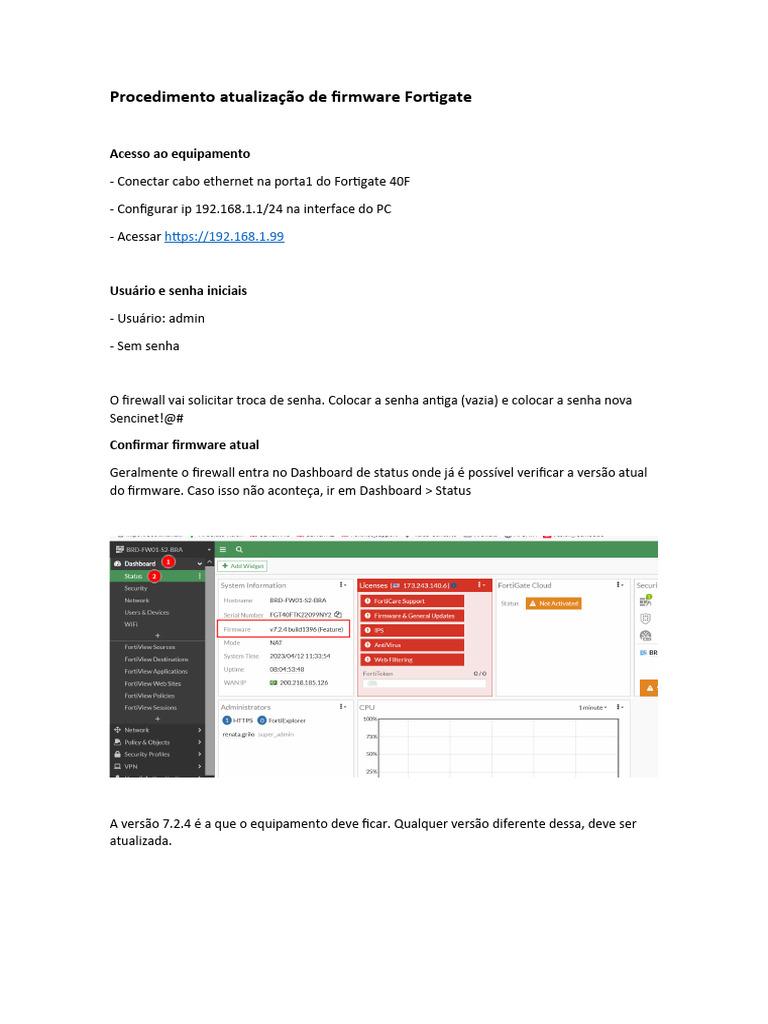 Atualização de Firmware Fortigate 40F | PDF | Computadores | Tecnologia ...