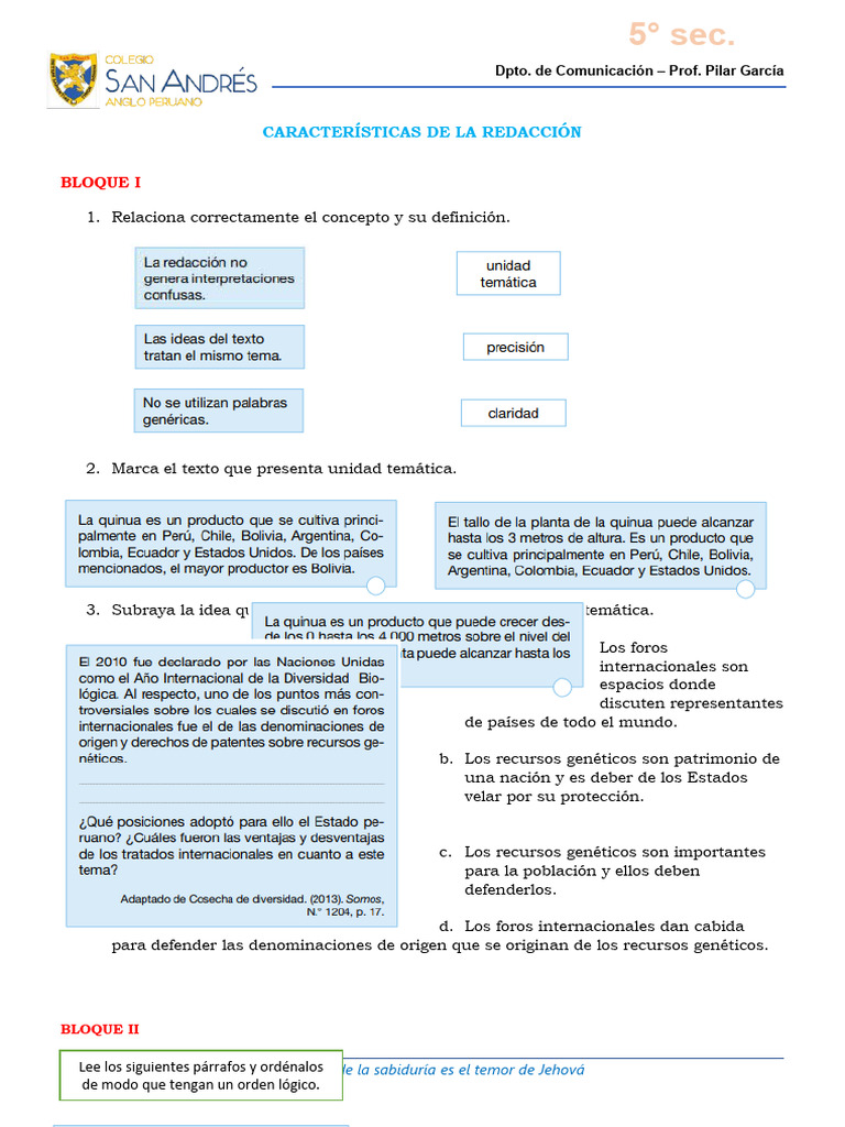 Características de la redacción | PDF