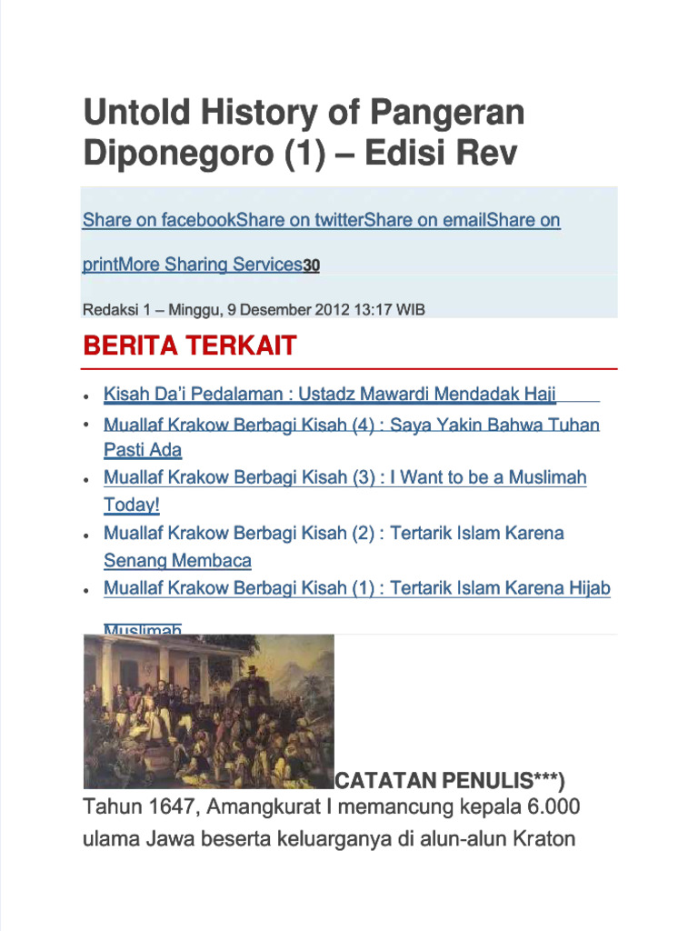Sejarah Pangeran Diponegoro dan Jihad | PDF