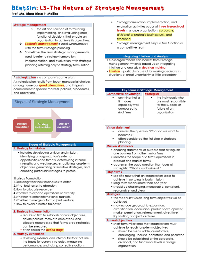 #3 The Nature of Strategic Management | PDF | Strategic Management ...