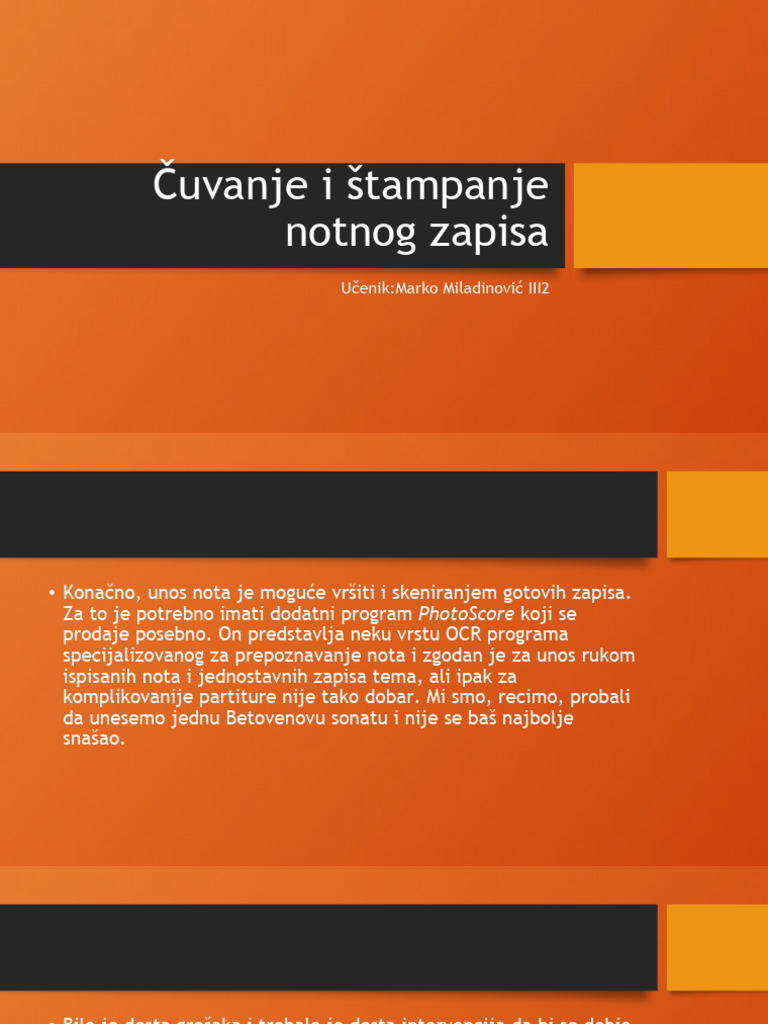 Čuvanje I Štampanje Notnog Zapisa | PDF