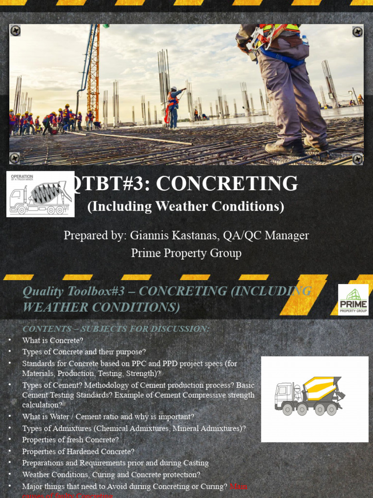 QT-003 Concreting (Including Weather Conditions) | PDF | Concrete | Cement