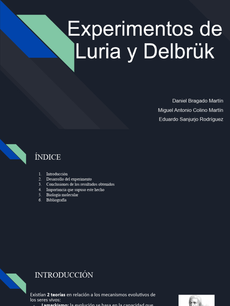 Experimentos de Luria y Delbrük-Daniel, Miguel y Eduardo | PDF ...