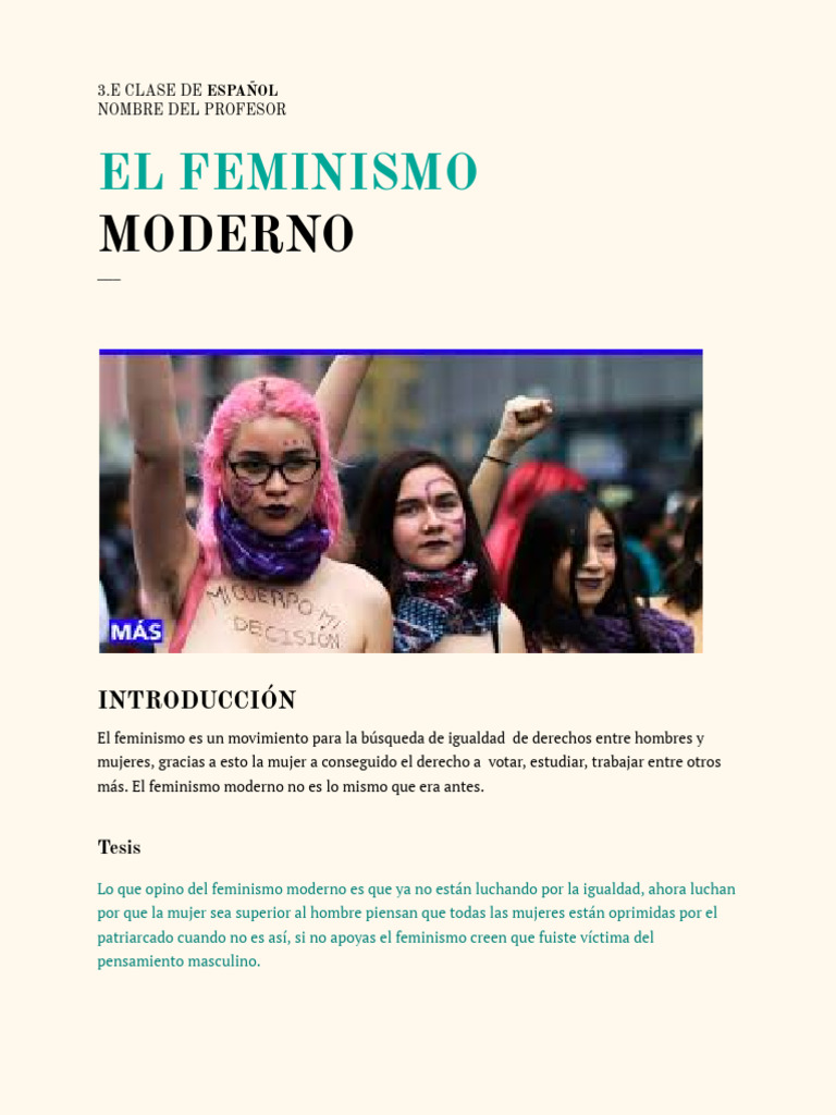 Ensayo Feminismo Moderno | PDF | Estudios de género | Feminismo