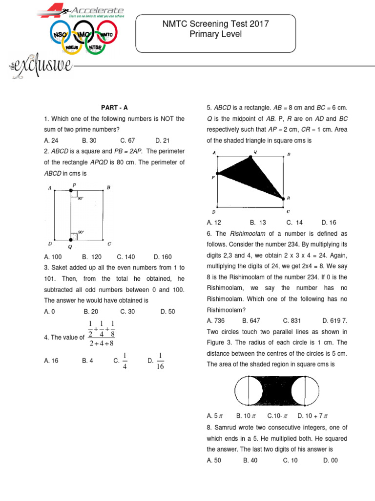 2017 Primary Paper With Key | PDF | Area | Mathematics