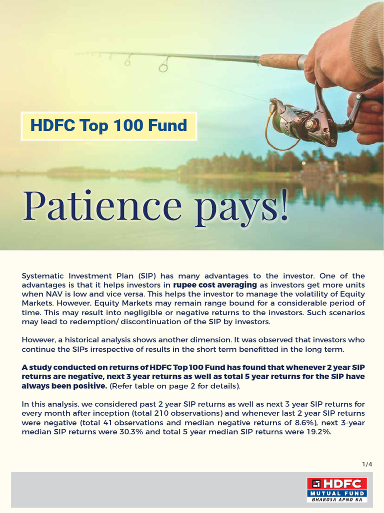 HDFC Top 100 Fund - Patience Pays! | PDF | Mutual Funds | Investing