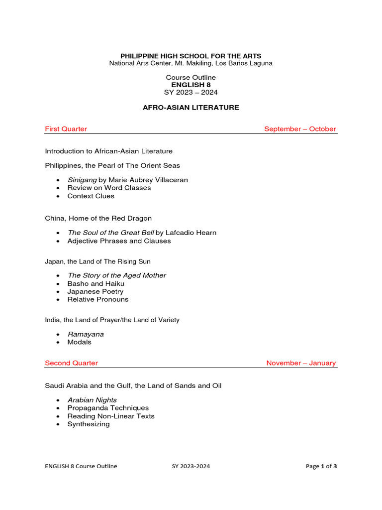 English Course Outline | PDF | Linguistics | Human Communication