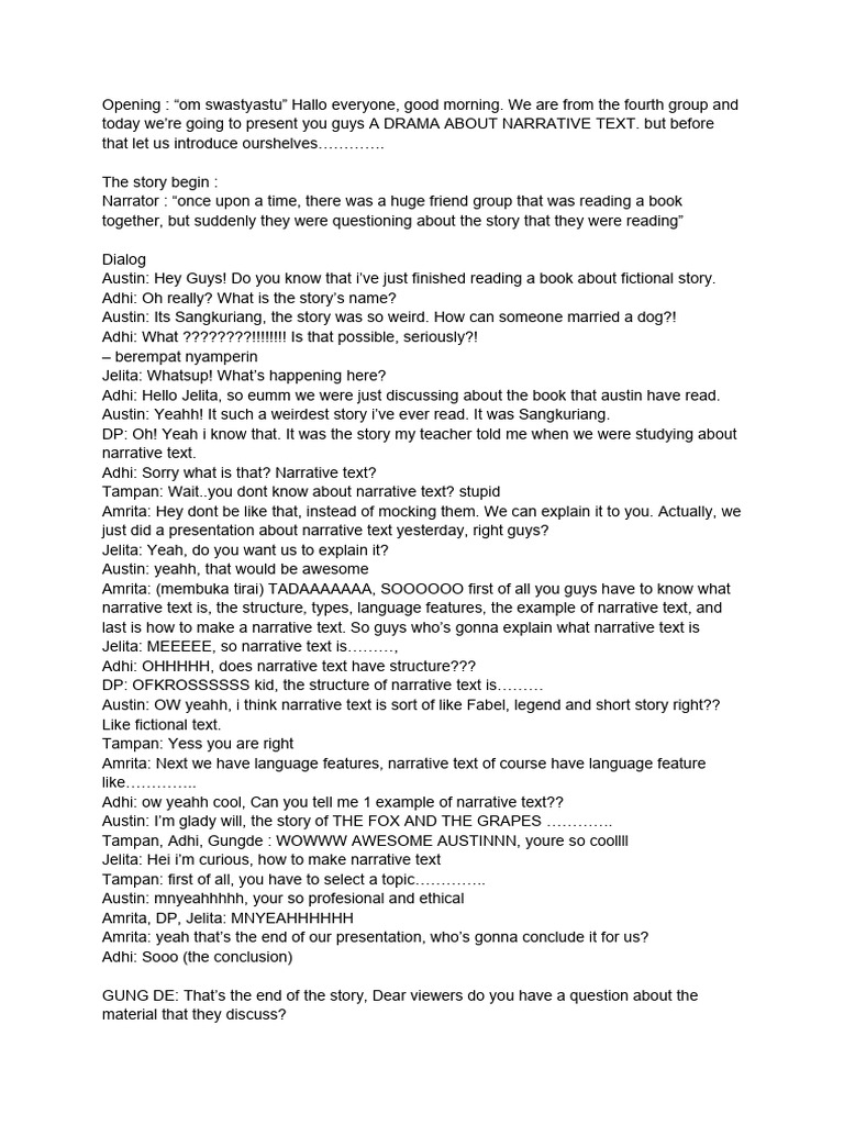 Script Narrative Text | PDF