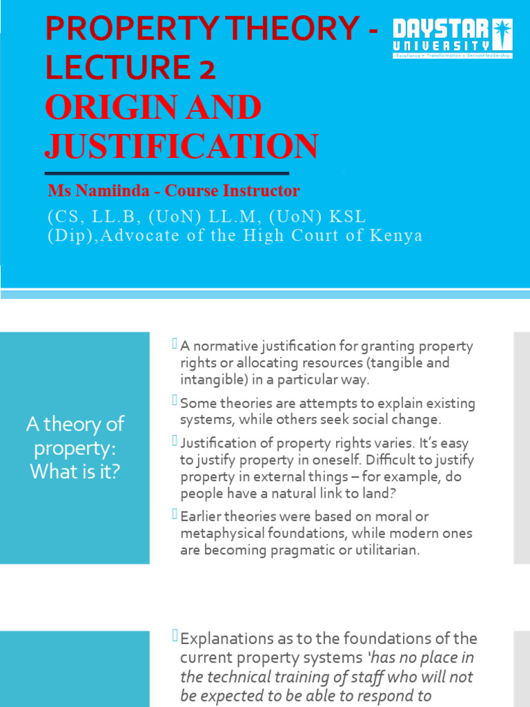 Property Theory - Lecture - 2 | PDF | Property | Rights