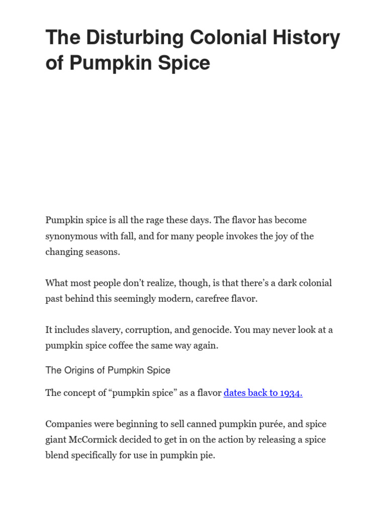 The Disturbing Colonial History of Pumpkin Spice | PDF