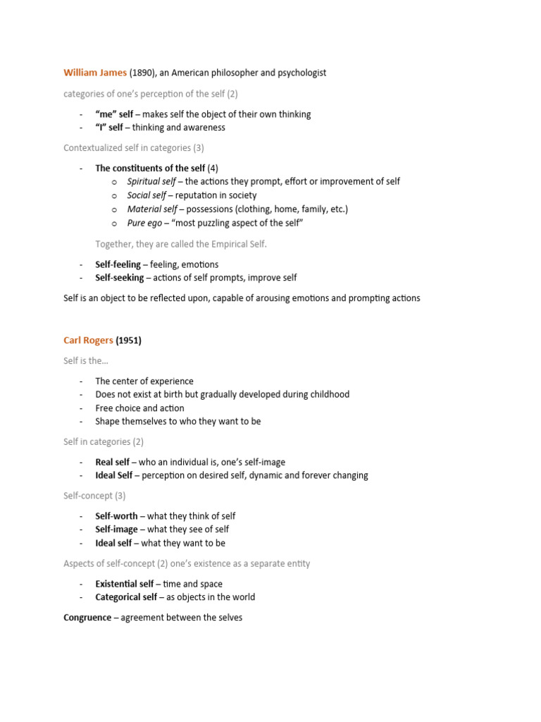 Psychological Self Notes | PDF | Id | Psychological Theories