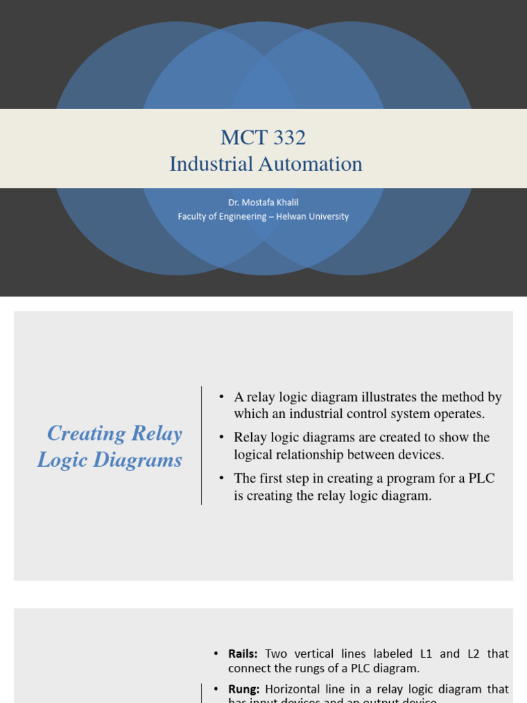 MCT 332 Industrial Automation (Lec. 2) | PDF | Relay | Systems Theory