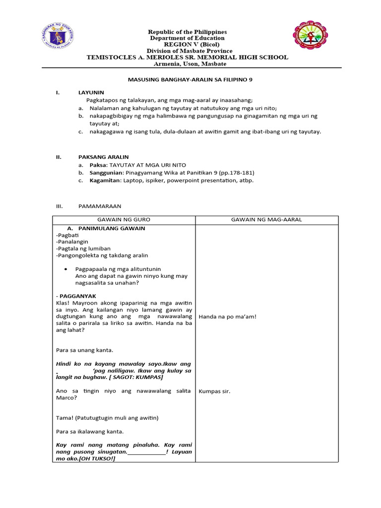 TAYUTAY AT MGA URI NITO | PDF